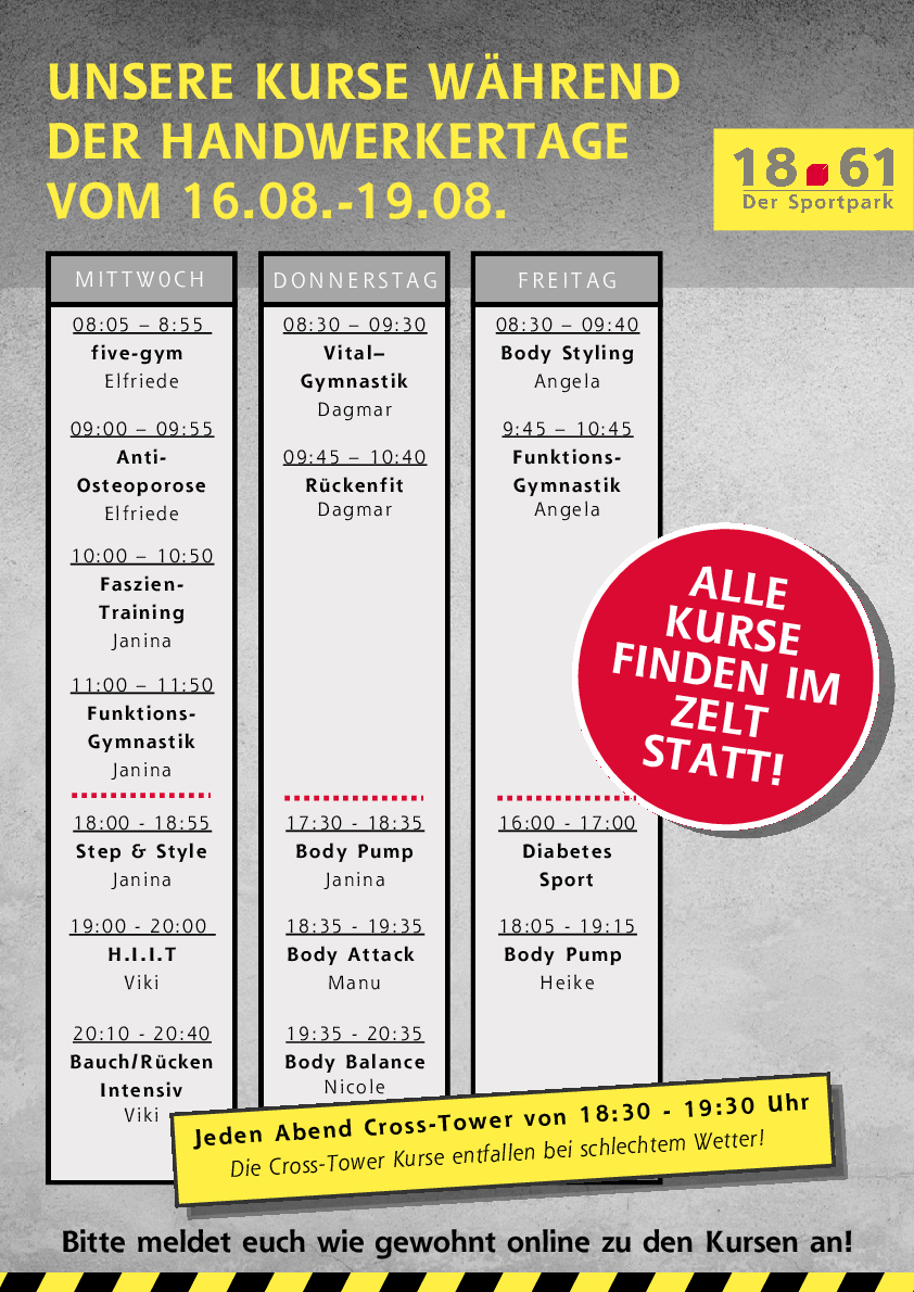 Sportpark 18-61 - Das innovative Sportvereinszentrum des TV Rottenburg: Unsere Kurse während der ...